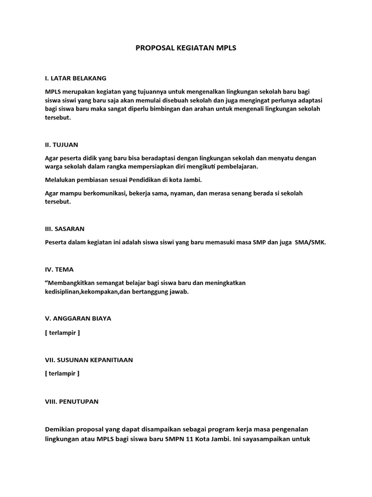Proposal Kegiatan MPLS SMP 2025 | PDF | Karier & Perkembangan | Bisnis
