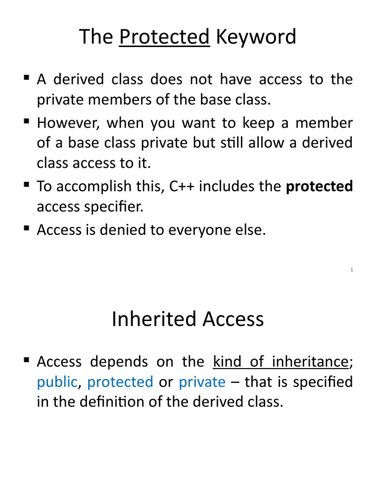 Protected Access Specifier | Download Free PDF | Class (Computer Programming) | Inheritance ...