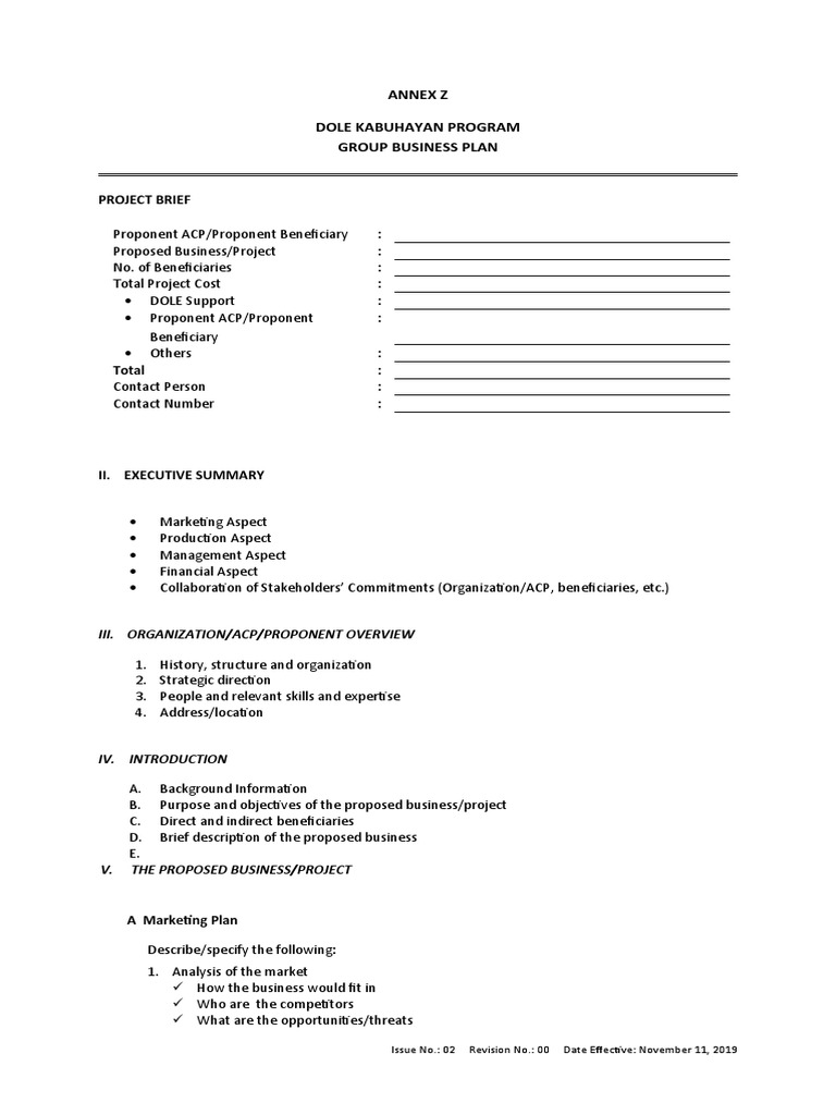 ANNEX Z Template For Group Project Proposal Business Plan | PDF ...