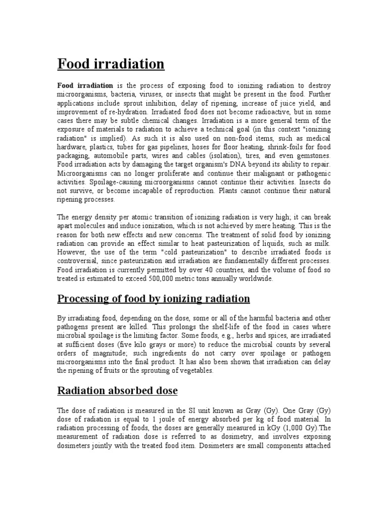 Food Irradiation: Processing of Food by Ionizing Radiation | Download ...