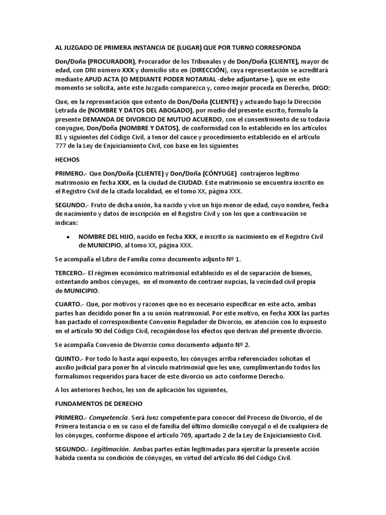 Formulario de Divorcio 1 Internet | PDF | Divorcio | Demanda judicial