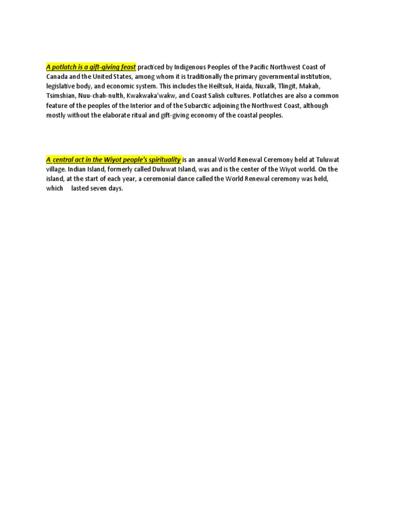 Coast Salish Potlatch Traditions | PDF