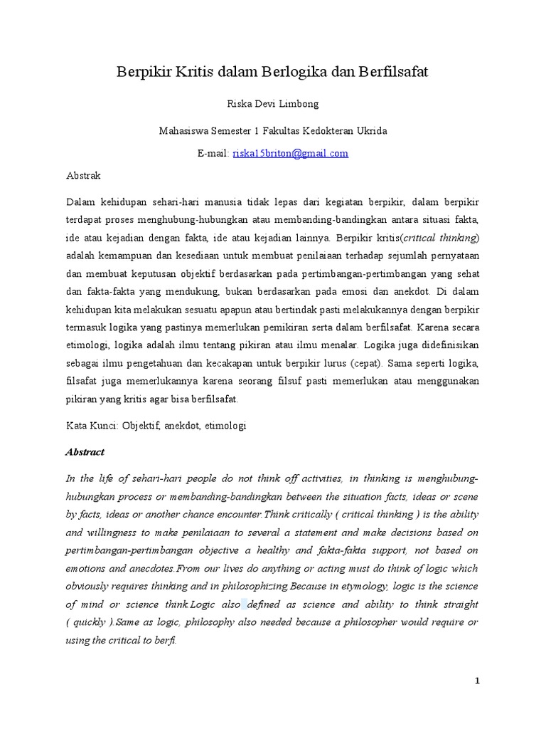 Berpikir Kritis | PDF | Filsafat | Sains & Matematika