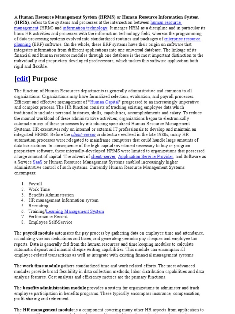 HRMS | PDF | Information Technology | Employment