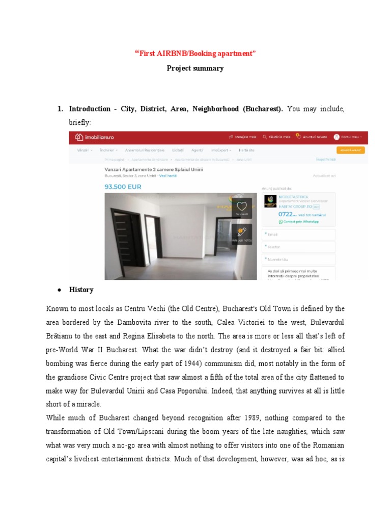 Project Summary: First AIRBNB/Booking Apartment" | PDF | Net Present ...