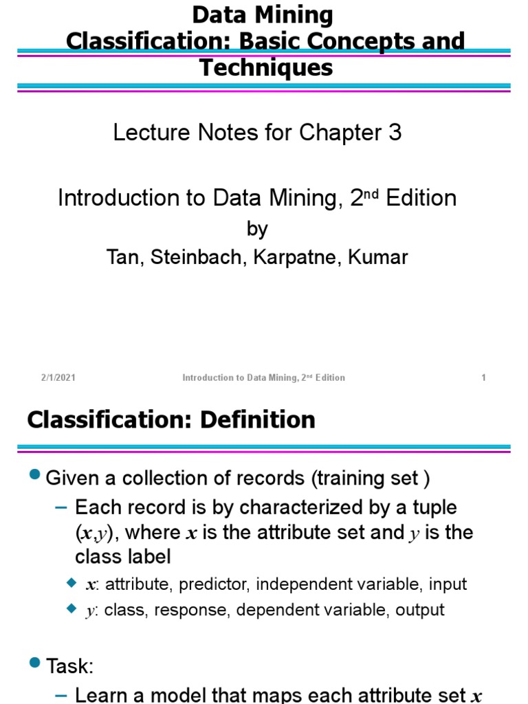 Lecture Notes For Chapter 3 Introduction To Data Mining, 2 Edition ...