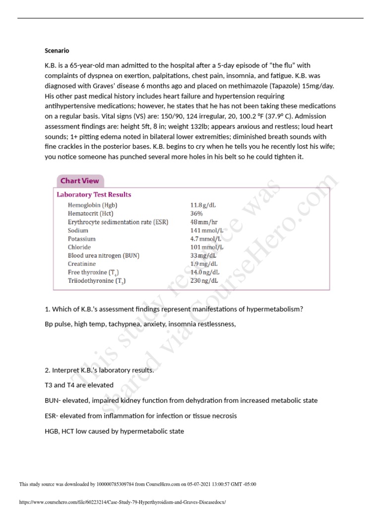 Case Study 79 Hyperthyroidism and Graves Disease | PDF | Heart Failure ...