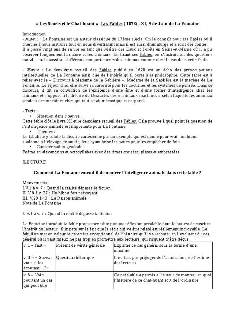 Les Souris Et Le Chat Huant | Download Free PDF | Fable | René Descartes