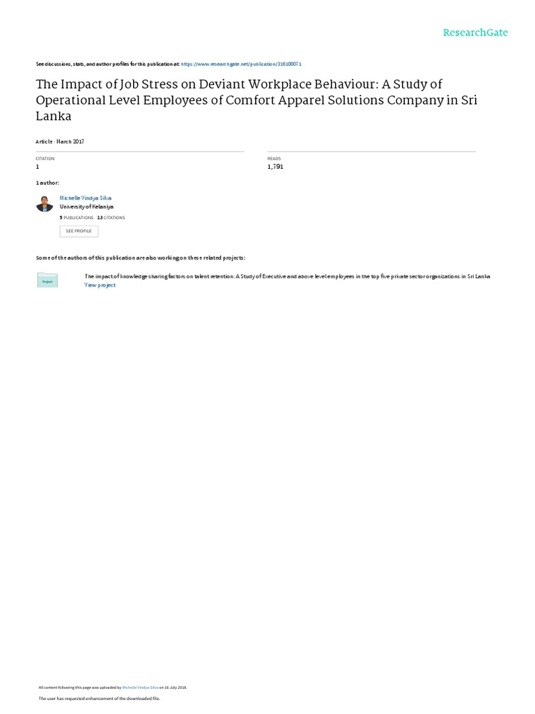 Deviant Workplace Behavior | PDF | Deviance (Sociology) | Occupational ...