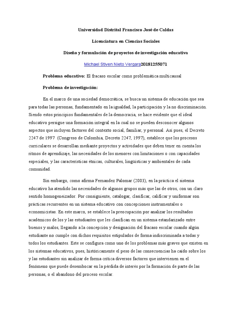 Fracaso Escolar Como Problematica Multicausal | PDF | Exclusión social ...