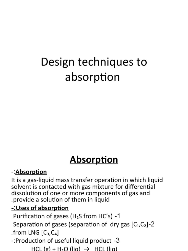 Design Techniques To Absorption | PDF | Solution | Solubility