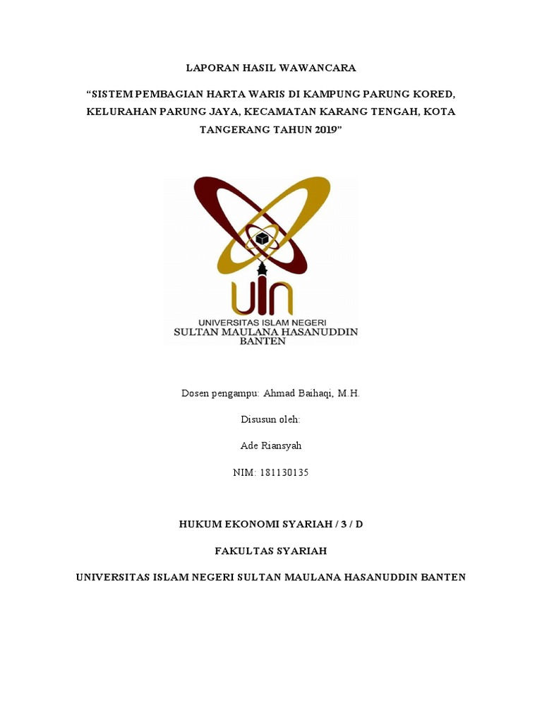 Laporan Sistem Pembagian Harta Waris | PDF Laporan Sistem Pembagian Harta Waris | PDF