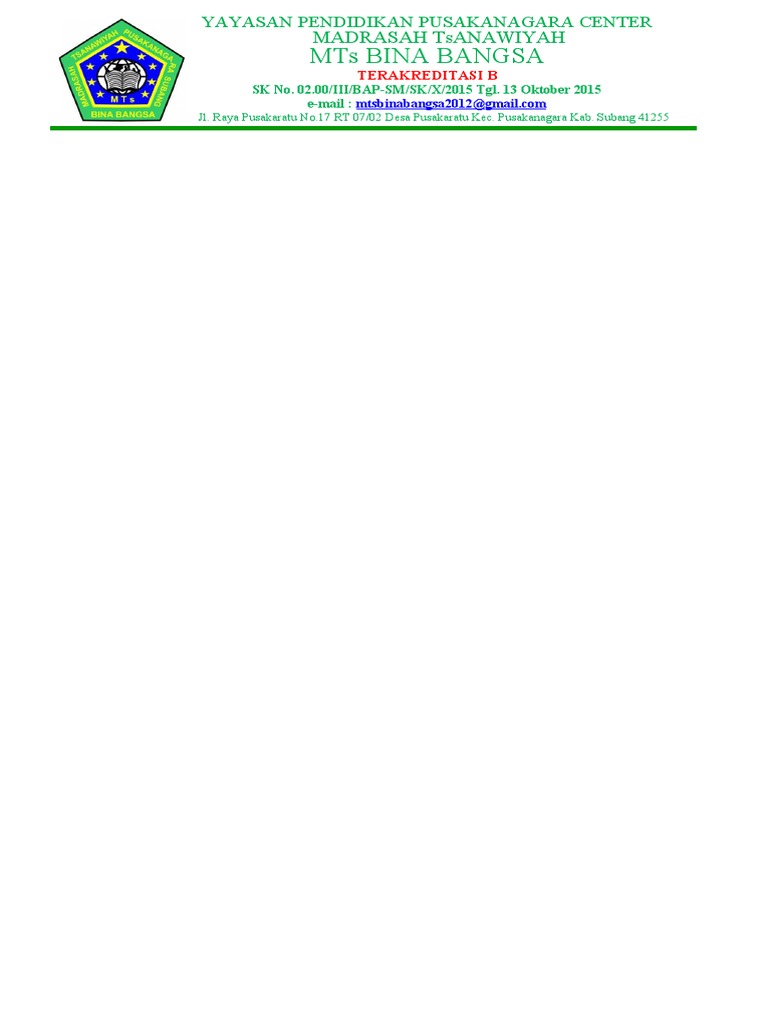 Contoh Kop Surat Mts | PDF