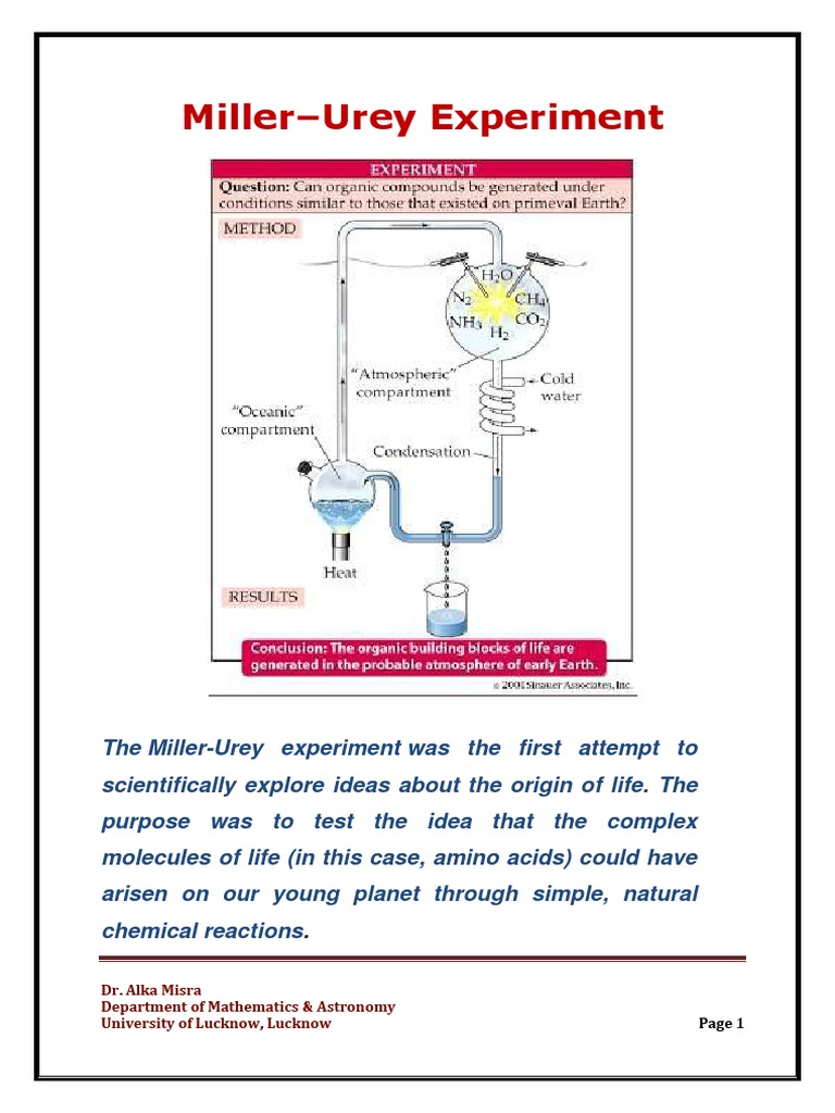 Miller Urey Experiment | PDF | Abiogenesis | Astronomy