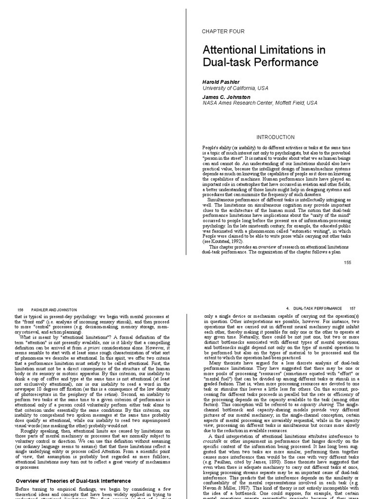 Attentional Limitations in Dual-Task Performance: Chapter Four | PDF ...
