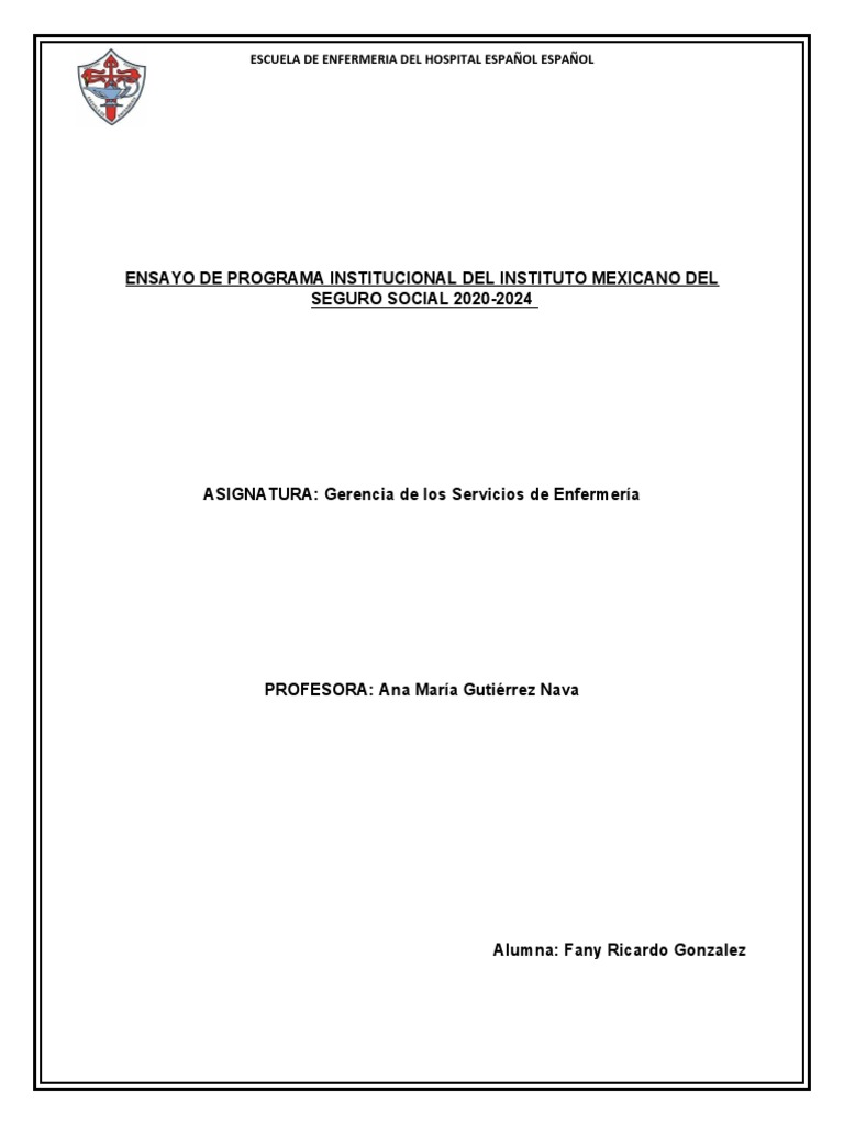 Ensayo Piimss | PDF | Hospital | Enfermería