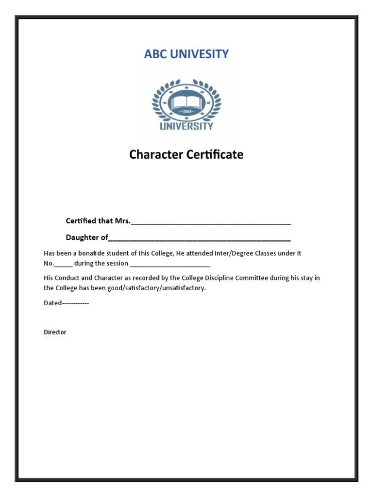 Character Certificate | PDF | Career & Growth