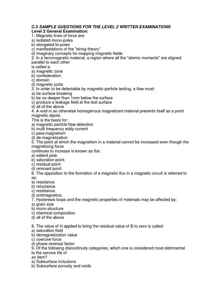 Sample Questions For The Level 2 | PDF | Ferromagnetism | Magnetism