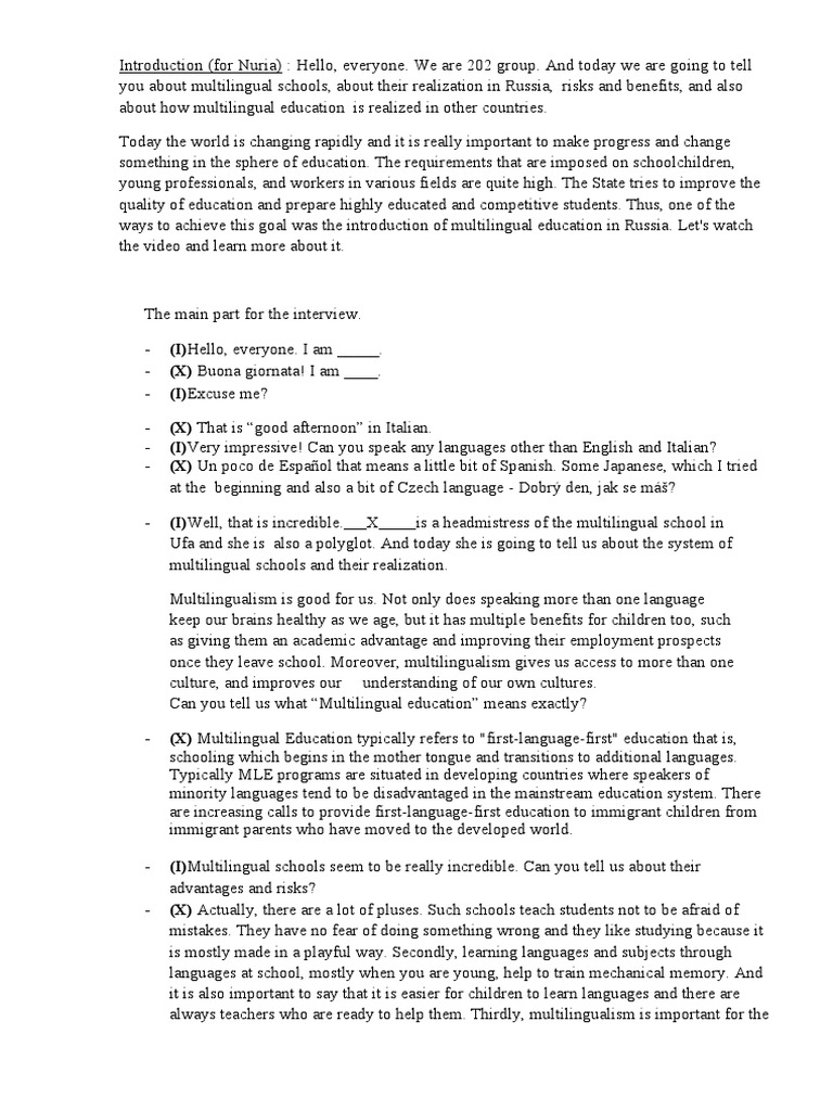 Script | PDF | Multilingualism | Foreign Language