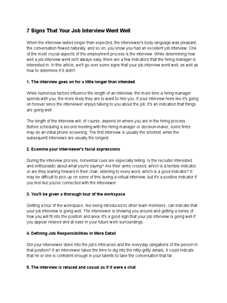 Job Interview Success Indicators | PDF | Job Interview | Interview