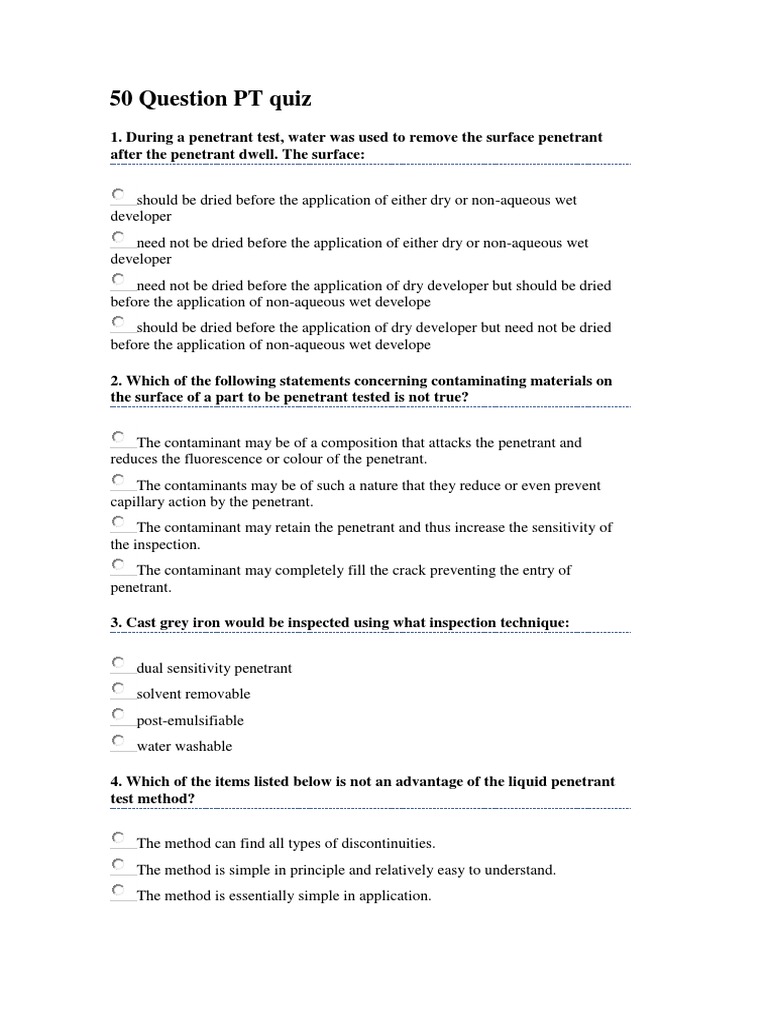 PT quiz questions answers | PDF | Physical Sciences | Chemical Substances