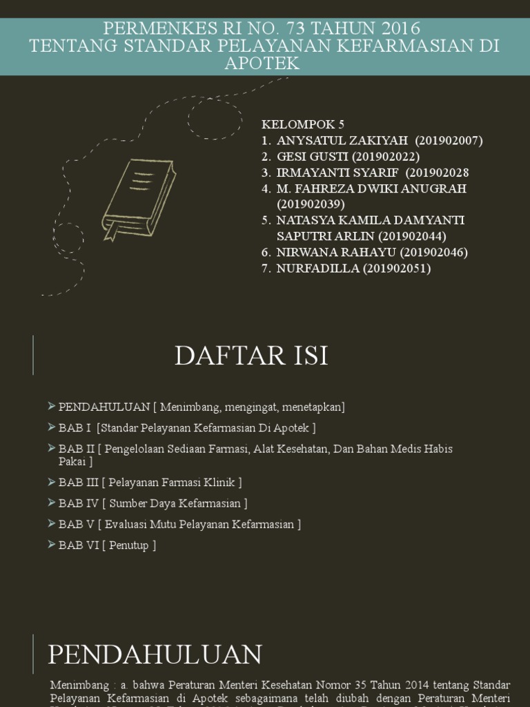 Permenkes Ri No. 73 Tahun 2016 Tentang Standar Pelayanan Kefarmasian Di ...