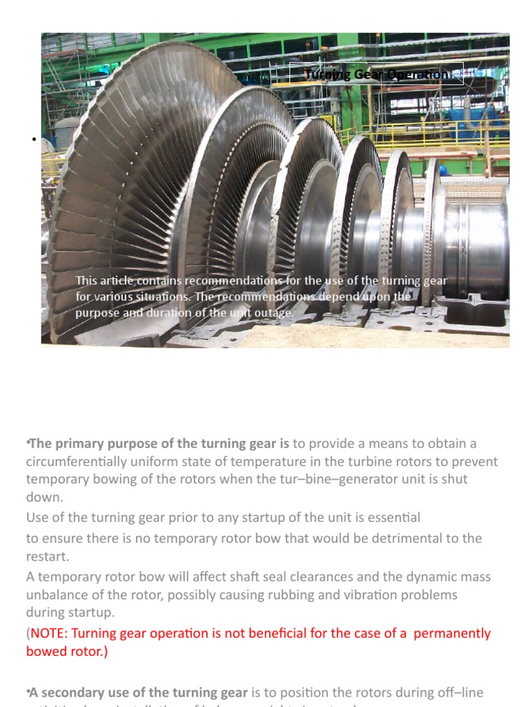 Turning Gear Operation | PDF | Bearing (Mechanical) | Lubricant