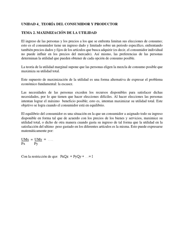 TEMA 2 - Maximización de La Utilidad | PDF | Utilidad | Teorías económicas