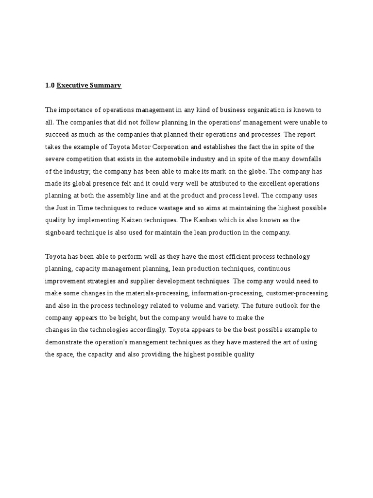 Operation Management Toyota | PDF | Lean Manufacturing | Operations ...