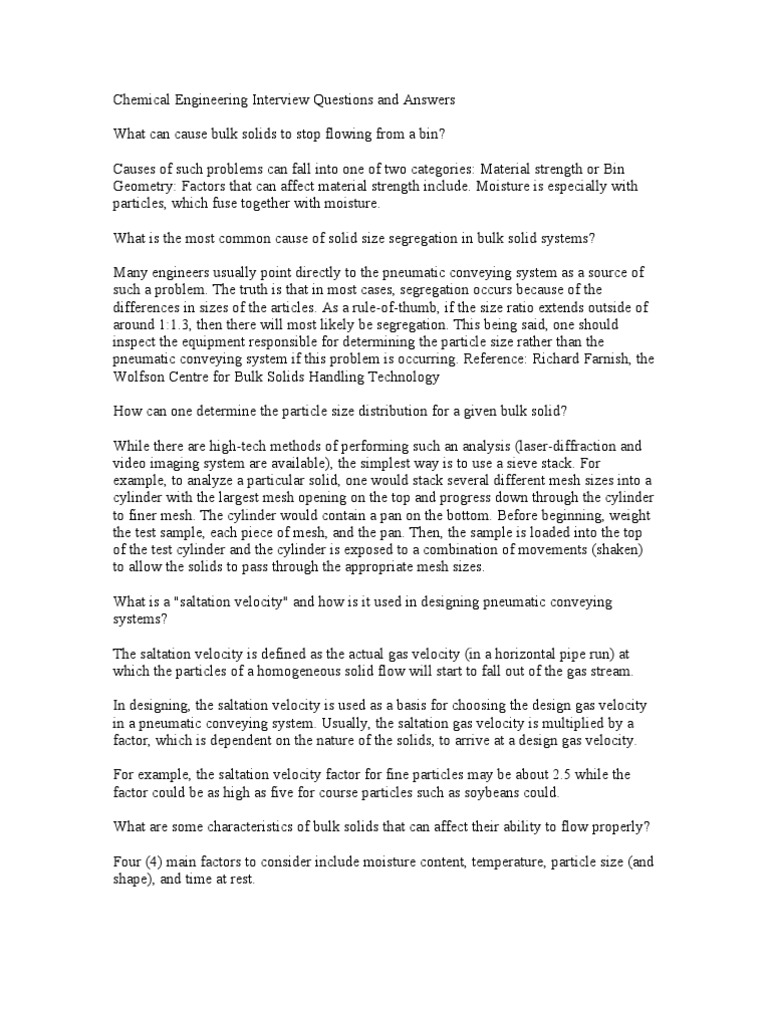 Chemical Engineering Interview Questions and Answers | PDF | Viscosity ...