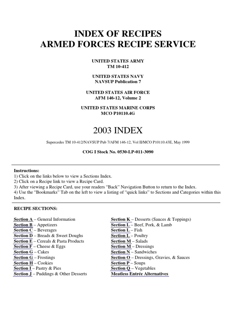 US Army Recipes Full - Index | PDF | Doughnut | Desserts