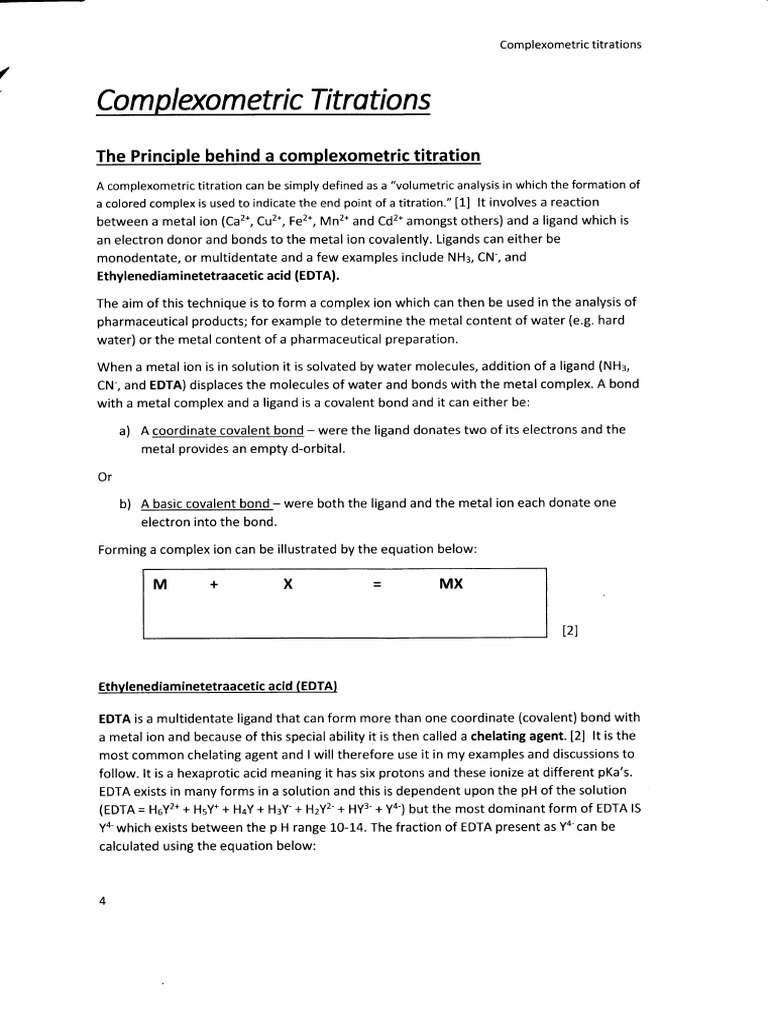 Complexometric Titrations | PDF | Analytical Chemistry | Instrumental ...