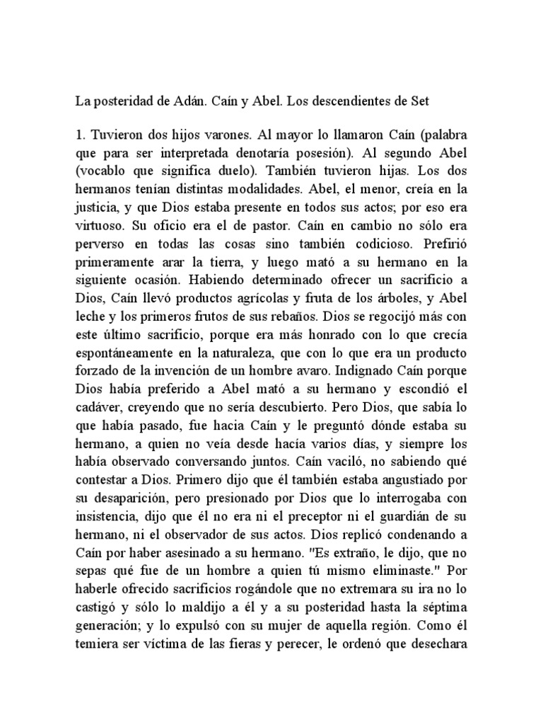 Descendencia de Set y Caín en la Biblia | PDF | Adán | Religión y creencia
