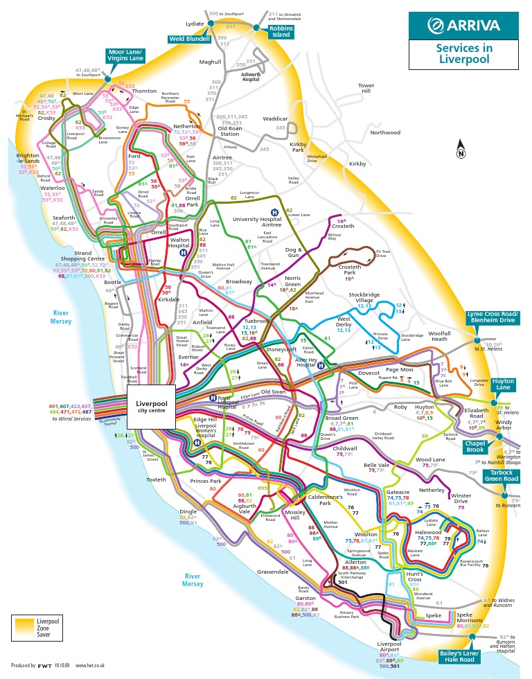 ARRIVA Liverpool Zone Map | PDF | Sports | Transport