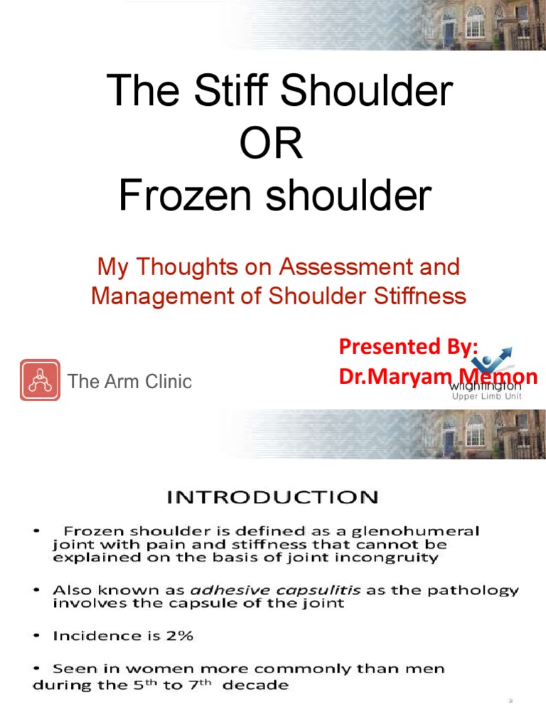 Assessment and Management of Shoulder Stiffness: Insights into ...