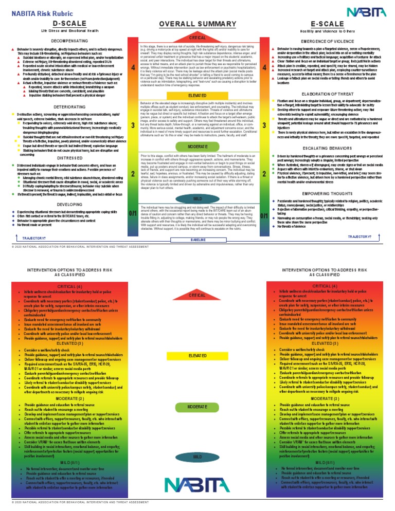 20936NaBITA Risk Rubric Tri-Fold Final | PDF | Self Harm | Violence