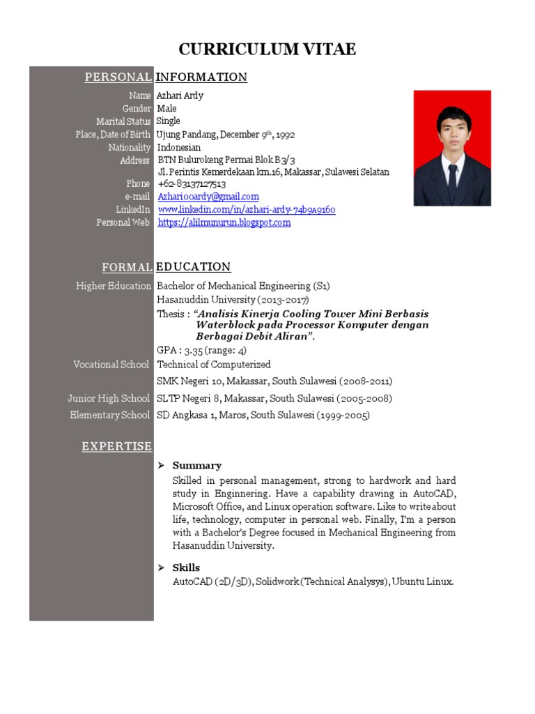 Curriculum Vitae: Personal | PDF | Computing And Information Technology | Science