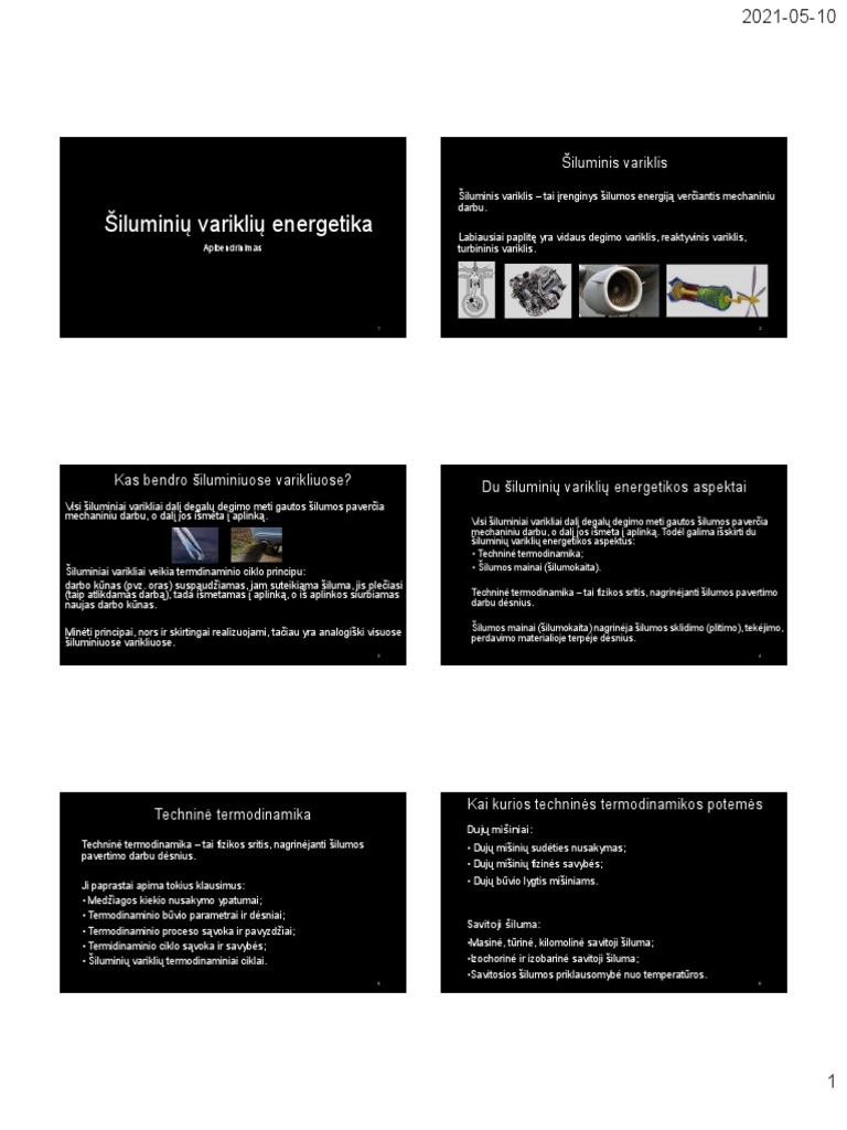 Šiluminių Variklių Energetika: Šiluminis Variklis | PDF