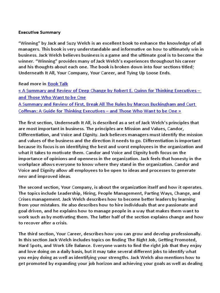 Executive Summary | PDF | Competitive Advantage | Leadership