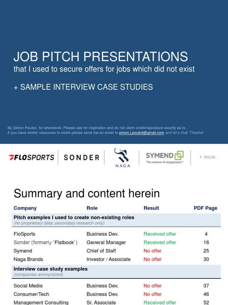 Job Pitch Presentations: That I Used To Secure Offers For Jobs Which ...