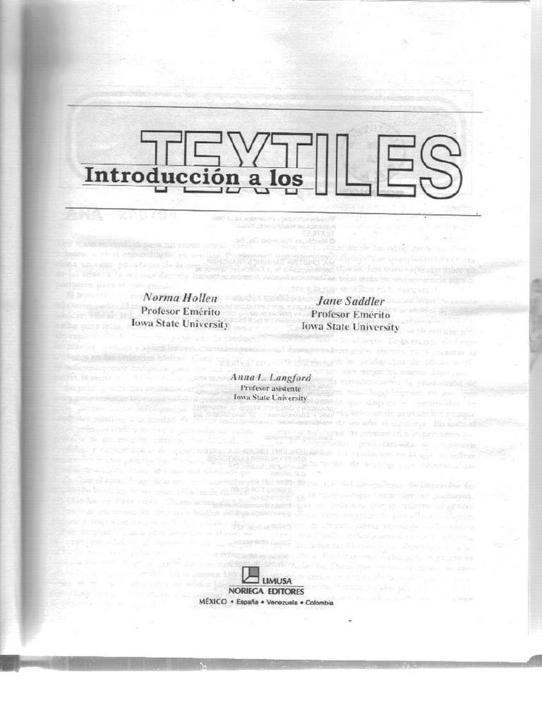Introduccion A Los Textiles-HOLLEN | PDF