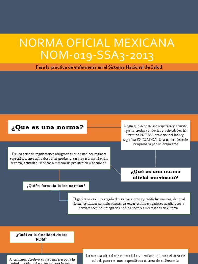 Norma Oficial Mexicana Nom 019 Ssa3 2013 | PDF | Enfermería | Cuidado de la salud
