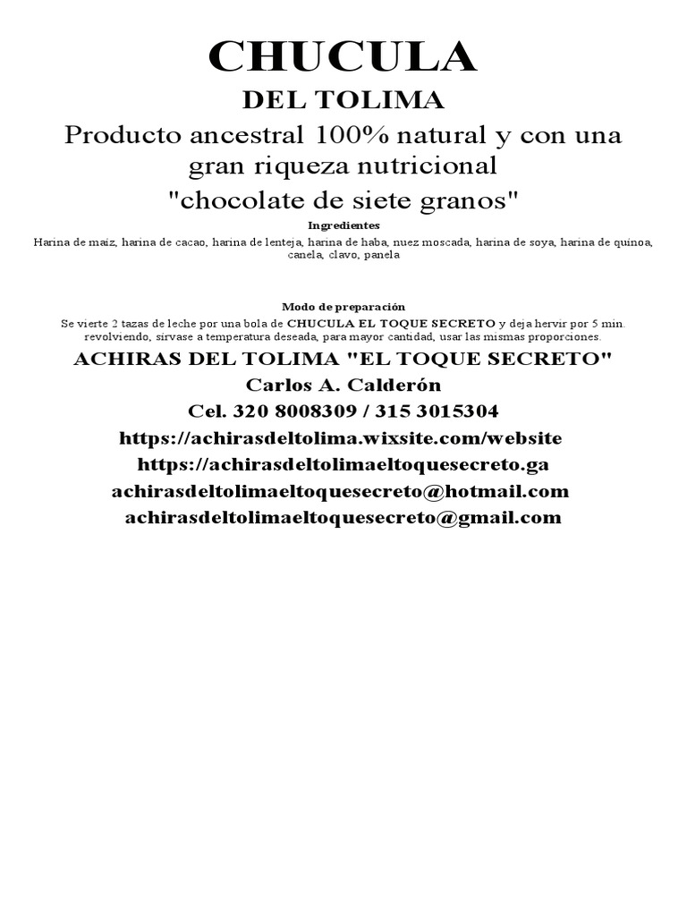 Chucula Tolimense: Receta y Preparación | PDF | Cocina, comidas y vino