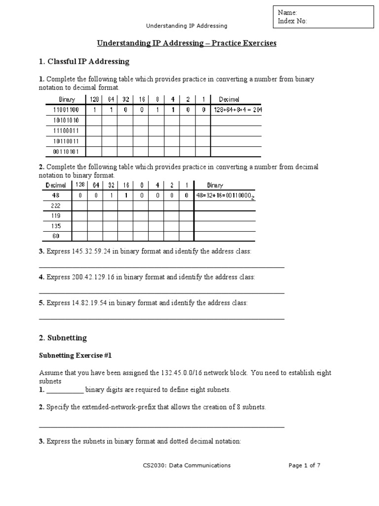 Understanding IP Addressing-Exercises | PDF | Ip Address | Network Architecture