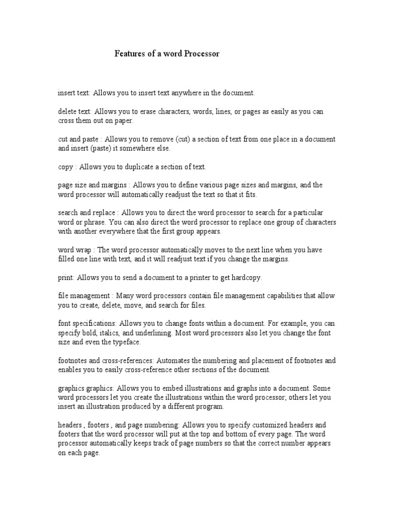 Features Of A Word Processor PDF Icon Computing Word Processor