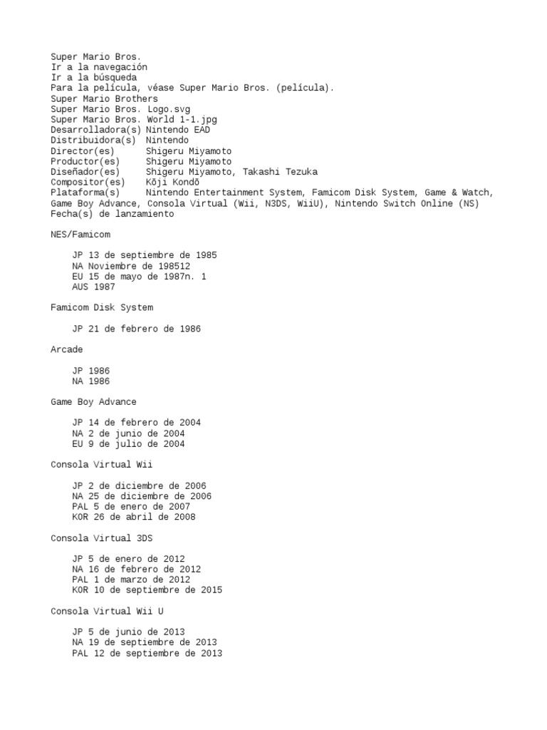 Super Mario Bross | Download grátis PDF | Nintendo | Mario