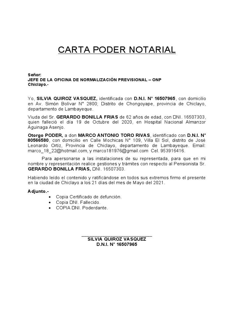 Carta Poder Notarial | PDF | Argentina | Control de acceso