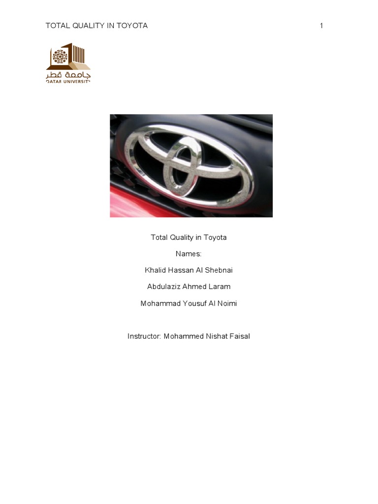 Total Quality in Toyota | PDF | Lean Manufacturing | Freight Transport