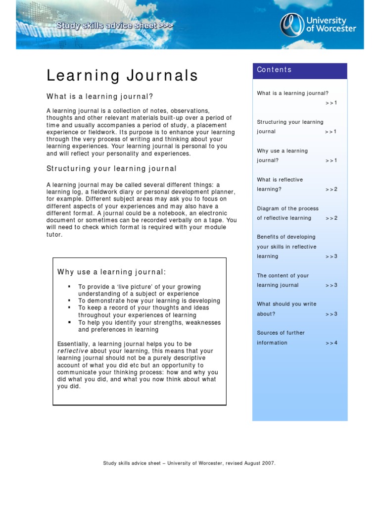 Learning Journals: What Is A Learning Journal? | PDF | Study Skills ...