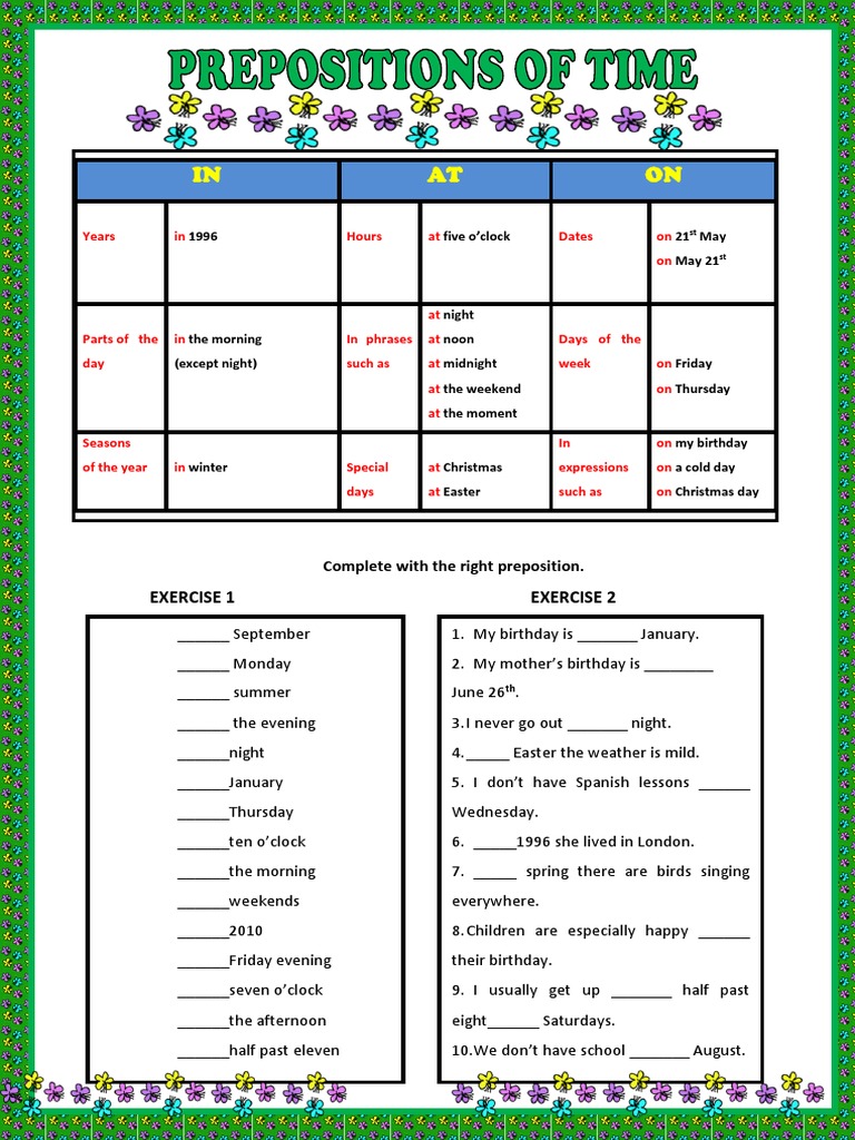 Expressing Time, Dates, and Seasons: A Guide to Using Prepositions ...